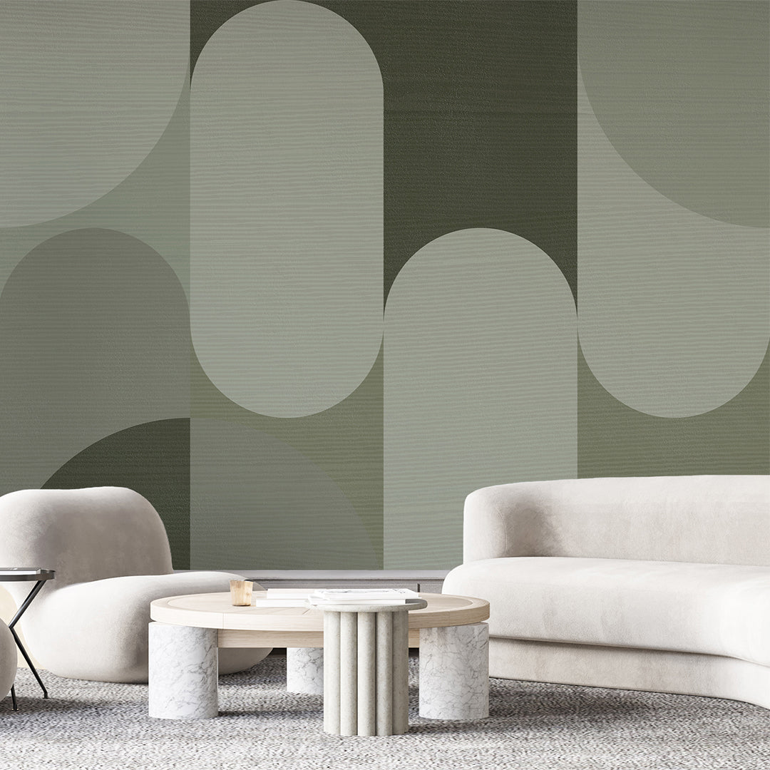 Abstract Green Arches Wall Mural AM064 – CostaCover