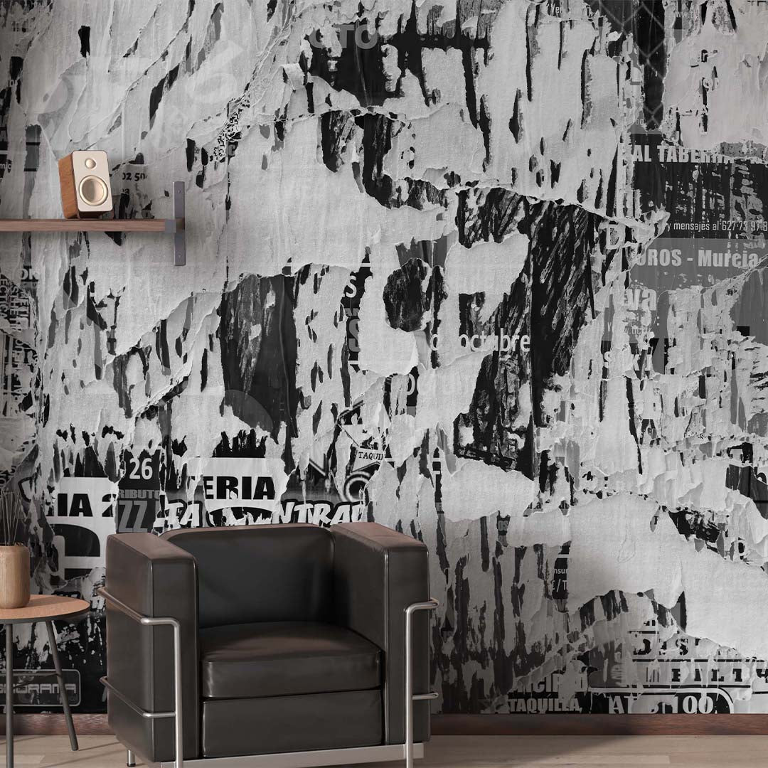 Black & White Torn Newspaper Wall Mural CCM196 – CostaCover