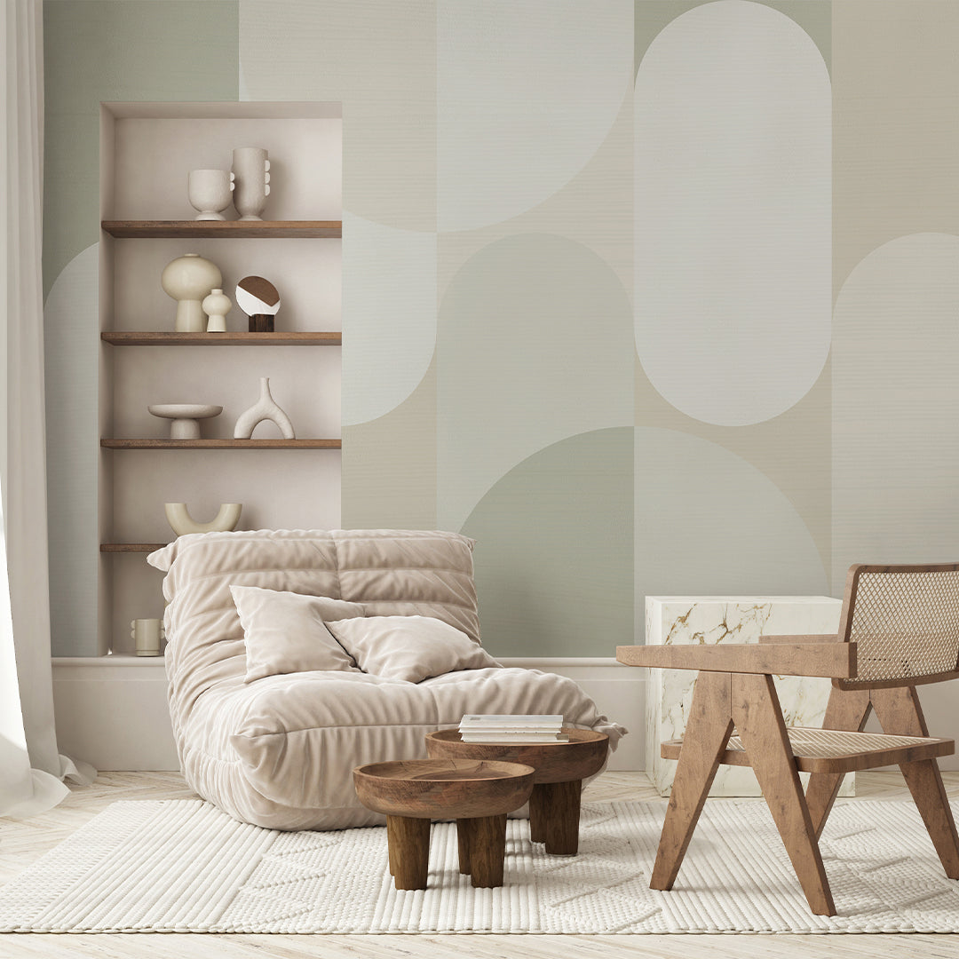 Abstract Beige Green Arches Wall Mural AM066 – CostaCover