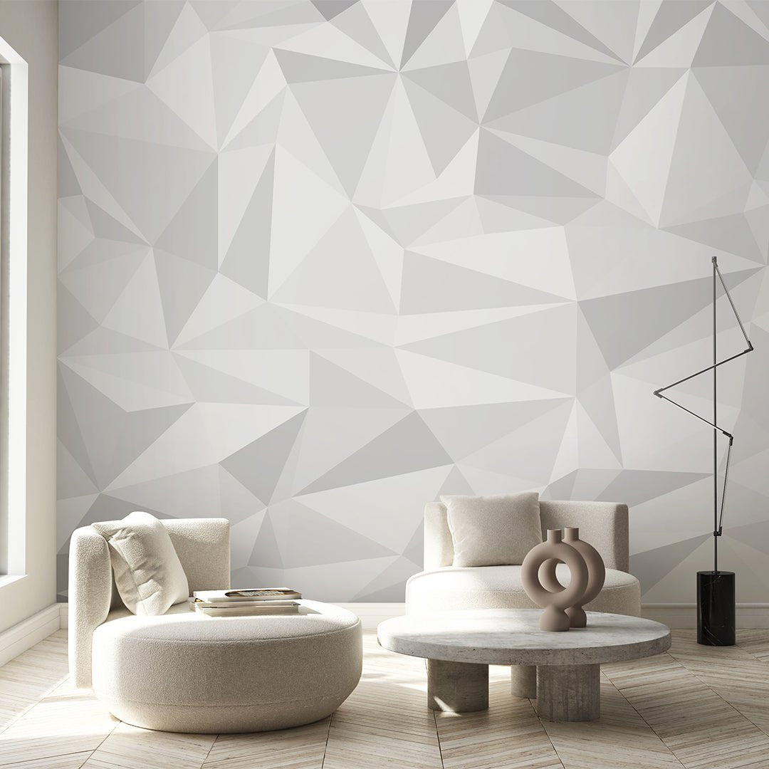 White & Gray Geometric Wall Mural CCM165 – CostaCover